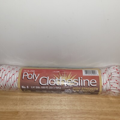 Poly Clothesline Multiuse No. 8 Rope/Cord High Strength 1/4" Diameter ...