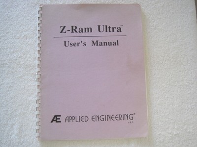 Applied Engineering | Z-Ram Ultra User's Manual | RAM for Apple IIc ...