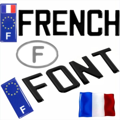 3D French Font Black Car France Number Plate Gel Domed digits letters ...
