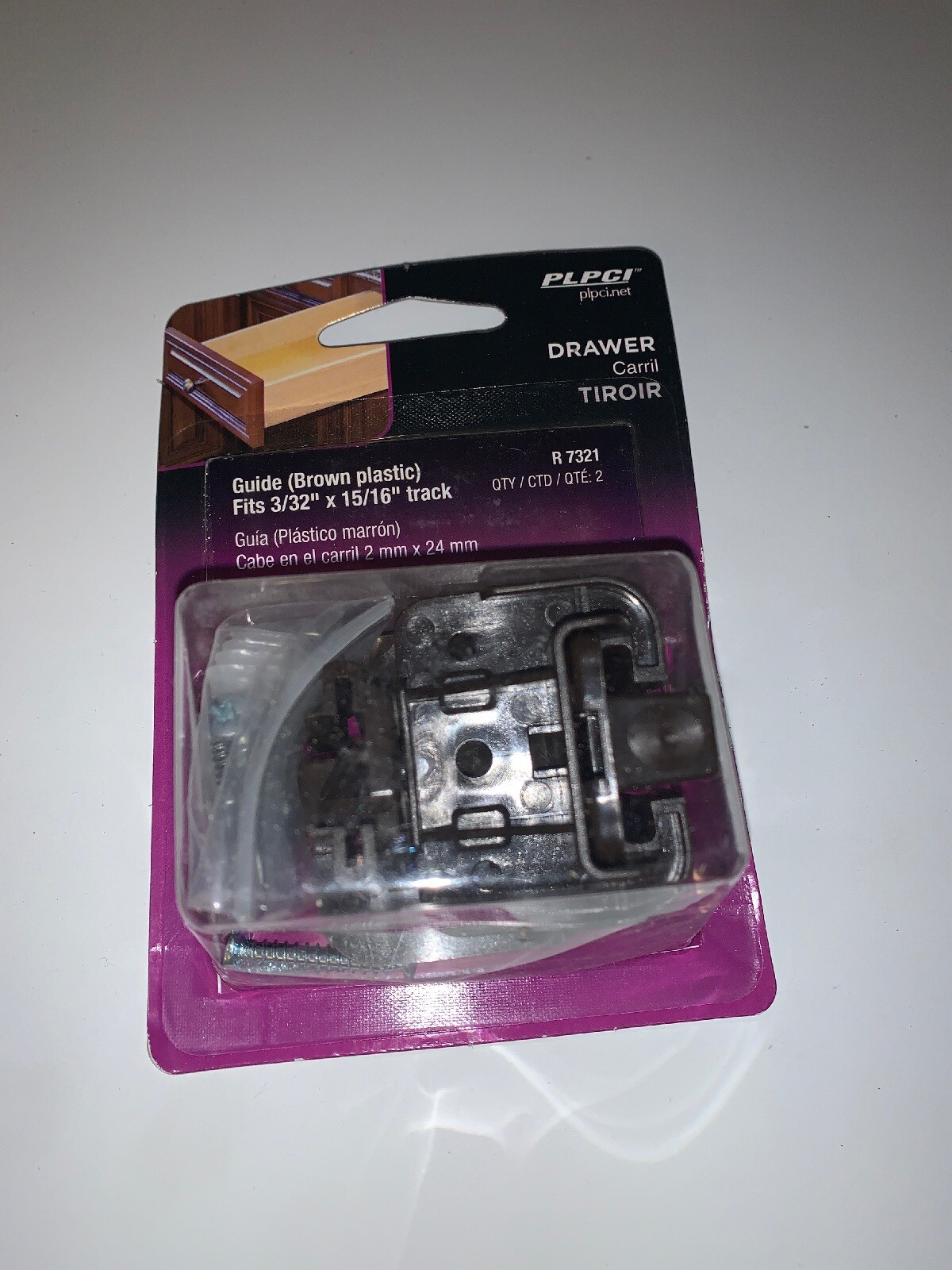 PRIME LINE R 7321 Box of 2 BROWN PLASTIC DRAWER TRACK I GUIDE ...