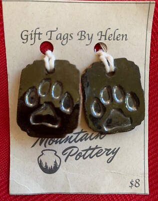 CERAMIC DOG TAGS, CHARMS, HANDMADE, DOG PRINTS, DARK BROWN, NEW | eBay