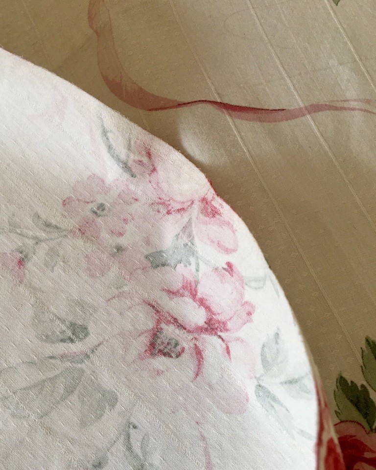 Gorgeous 19thc Antique French Floral Roses Ribbon Garland Cotton Fabric ...