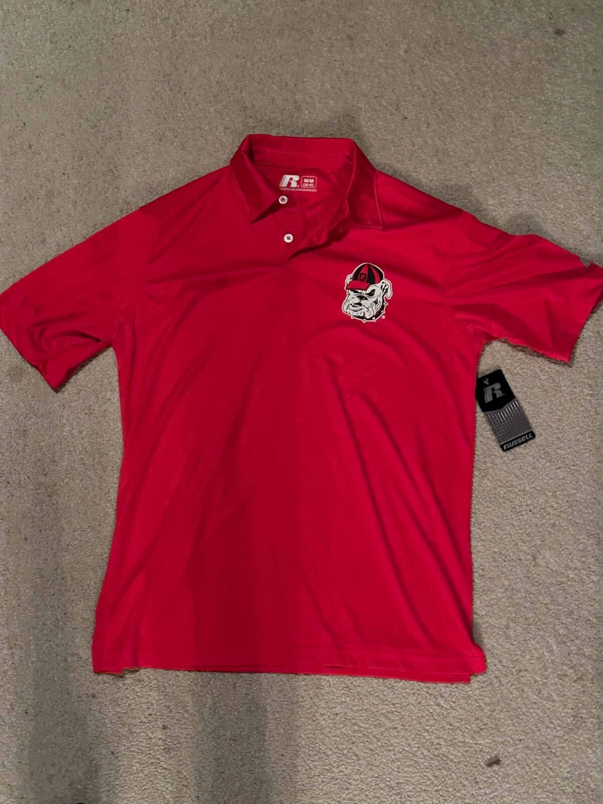 UGA Georgia Bulldogs Russell Athletic Polo Shirt Adult Medium M Red ...