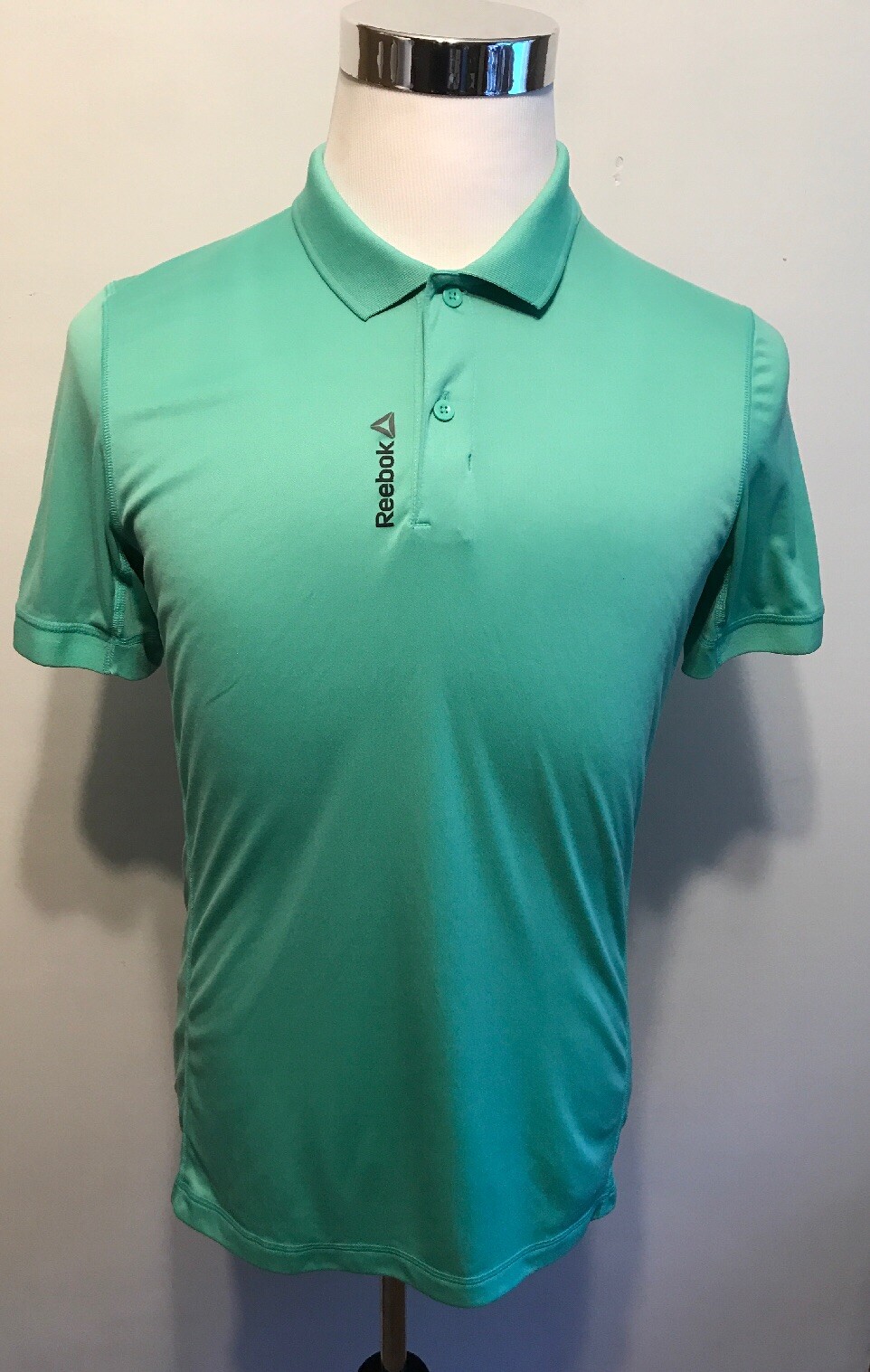 Reebok Mens Speedwick Polo Shirt Medium M Green Black Collared Spell ...