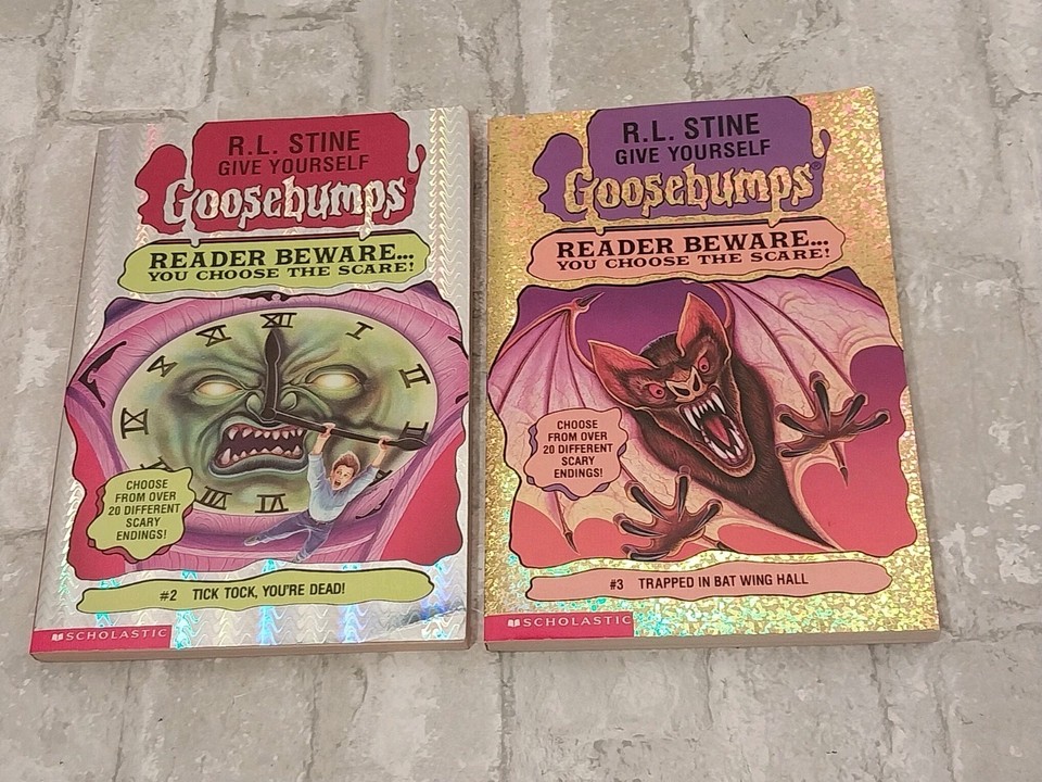 Vtg R.L. Stine Goosebumps Reader Beware Tick Tock, Bat Wing Hall 1st ...