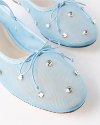 $99 Crystal Mesh Ballet Flats Stretch Band Snip Toe | eBay