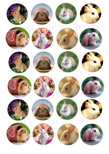 24 RABBIT RABBITS CUPCAKE TOPPER WAFER RICE EDIBLE FAIRY CAKE BUN ...