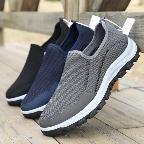 Men's Gym Slip On Casual Sneakers Walking Shoes Mesh Loafers Non-Slip ...