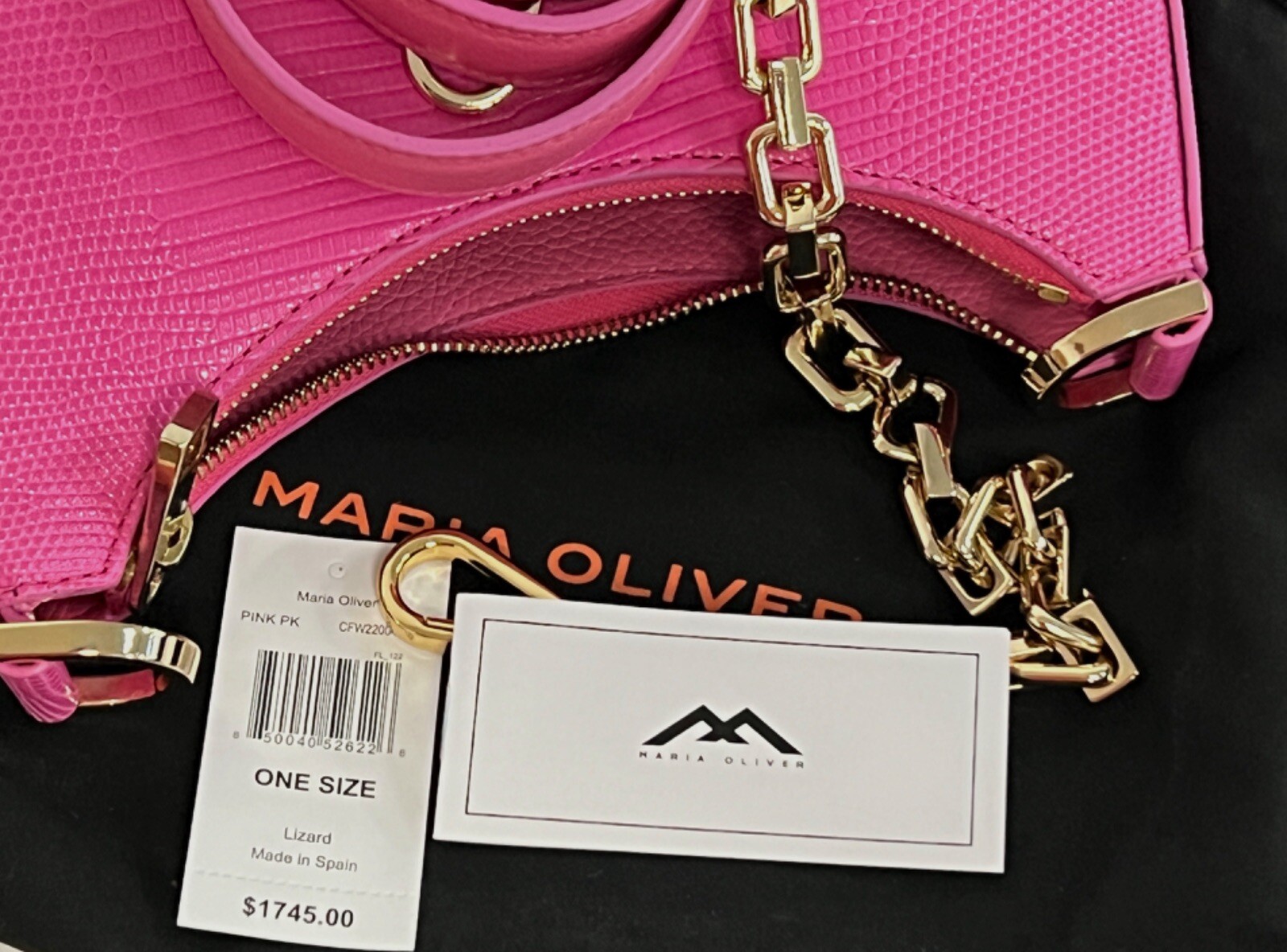 $1745 Maria Oliver Women's Pink Mia Small Shiny Lizard Shoulder Bag | eBay