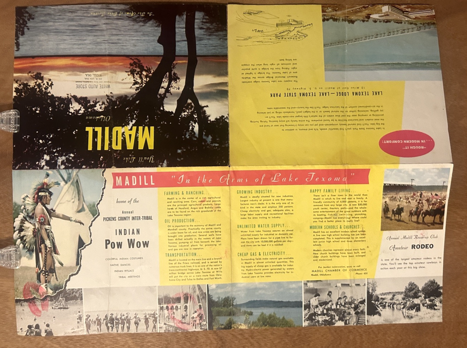 Madill Oklahoma Home of Lake Texoma Indian Pow Wow Rodeo Brochure Flyer ...