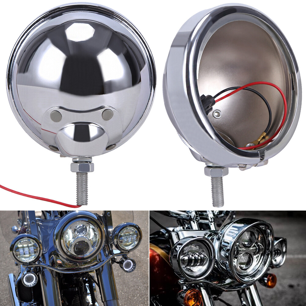 Chrome Fog Light Housing Chrome 4.5'' Inch Round Led Fog Driving Lamp