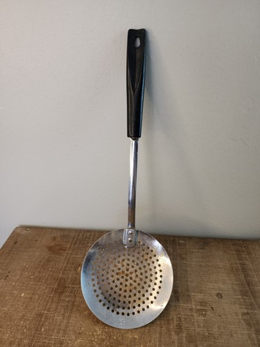 Vintage Ekco Chrome Plated Slotted Strainer Black Nylon Handle | eBay