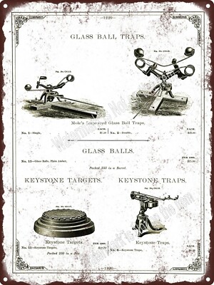 1890 Mole's Improved Glass Target Balls Keystone Traps Metal Sign 9x12 ...