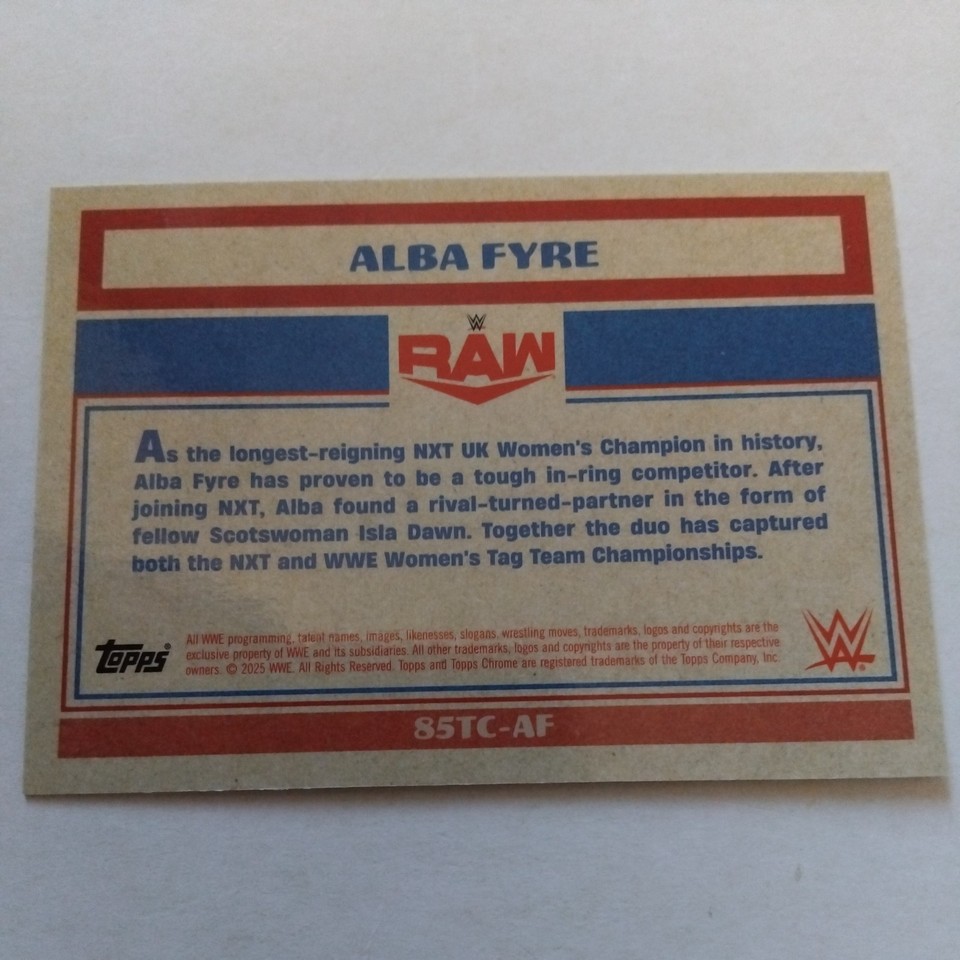 ALBA FYRE WWE CHROME CARD 85TC-AF | eBay UK