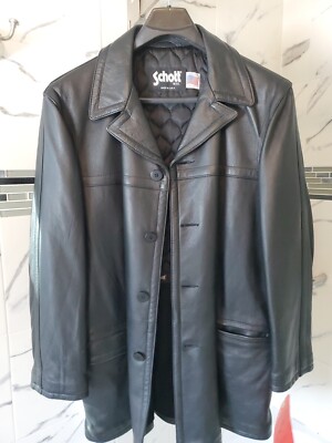 Schott nyc Rare OVERCOAT Year 2000 supple Leather Made in USA New Proto ...