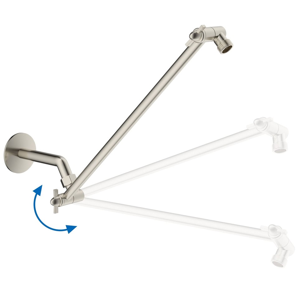 16 Inch Solid Brass Adjustable Shower Head Extension Arm Extra Long ...
