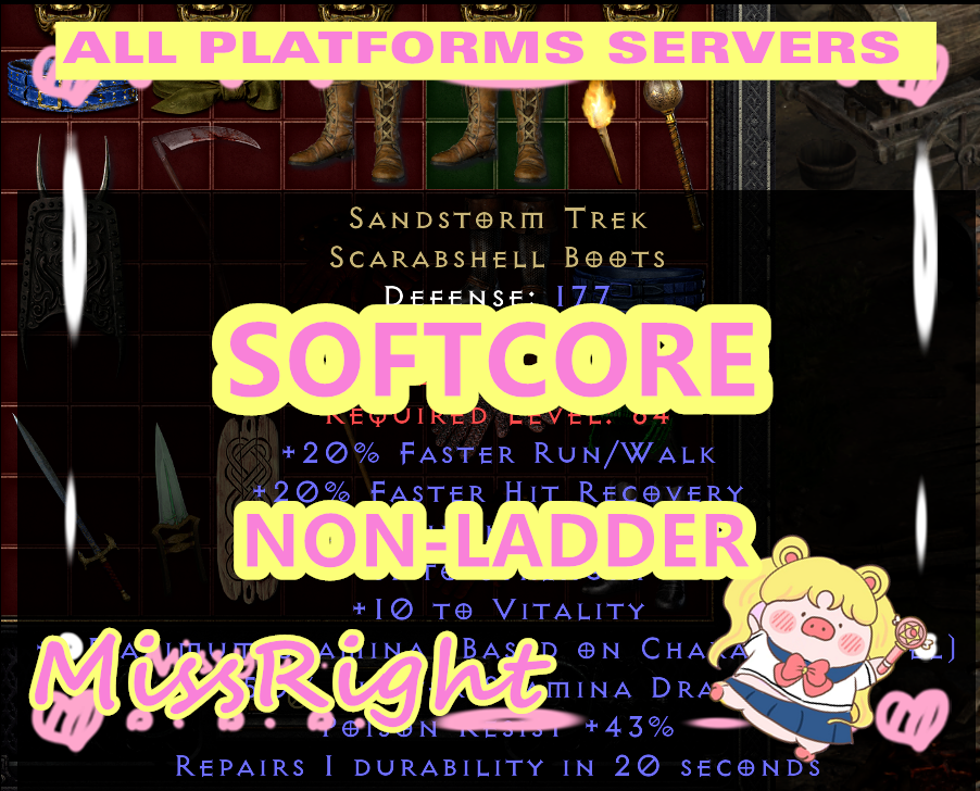 Sandstorm Trek Scarabshell Boots 🌺PC-SWITCH-PS-XBOX🌺Diablo 2 Res SC Non ...