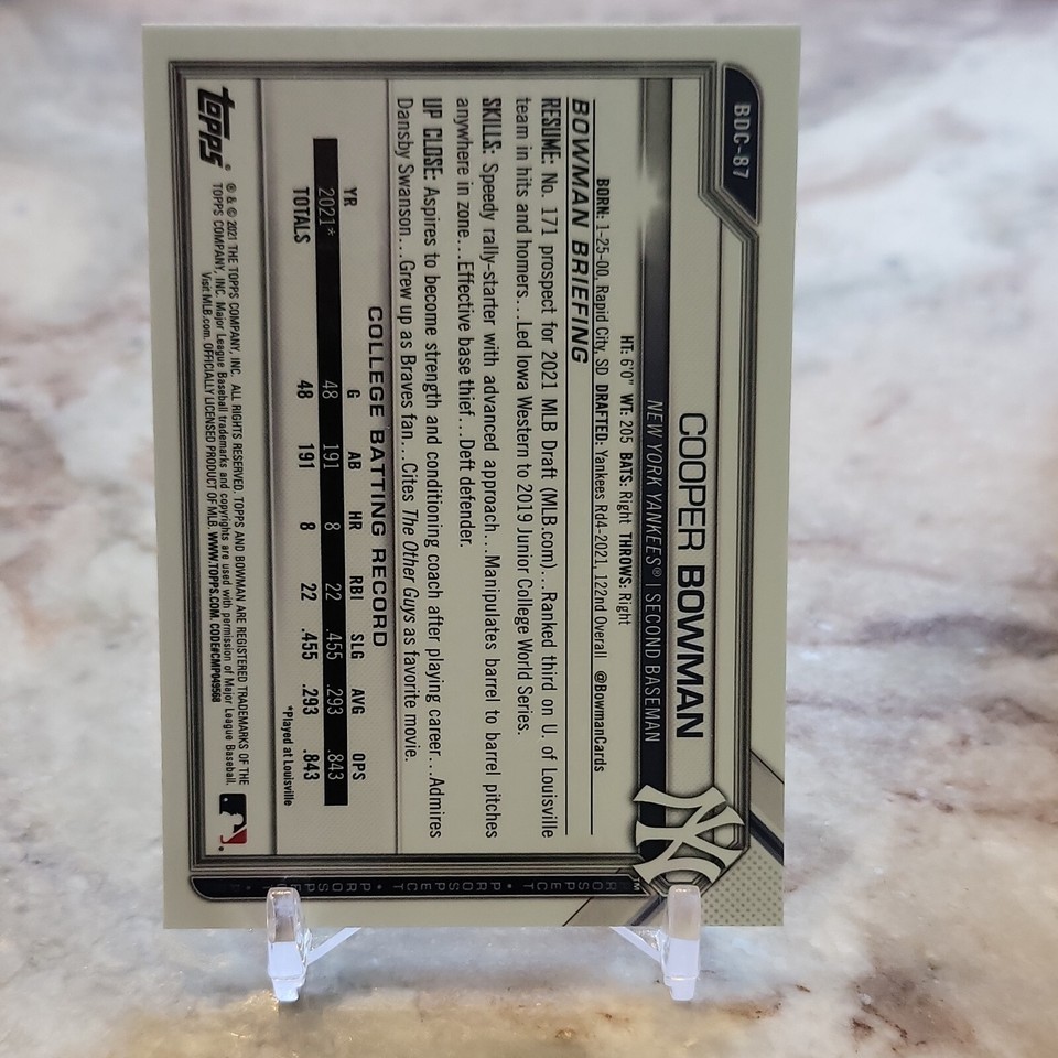 Cooper Bowman 2021 Bowman Draft Chrome 1st Bowman #BDC-87 | eBay