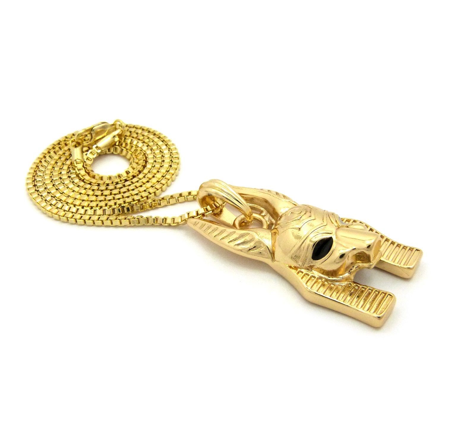 Egyptian God Anubis Jackal Pendant W/ 24" Box Chain Hip Hop Necklace ...