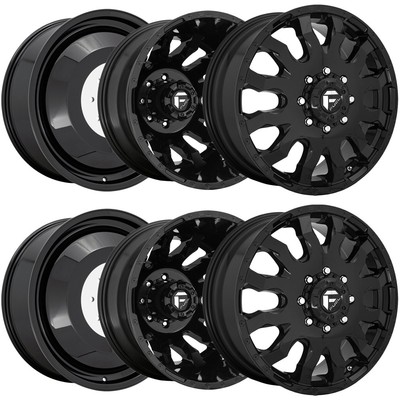 (Set of 6) 20" Inch Fuel D675 Blitz Dually 8x200 Gloss Black Wheels ...