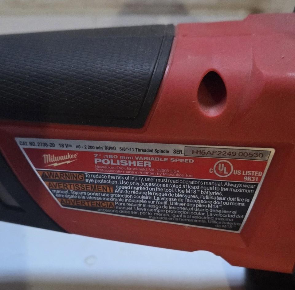 Milwaukee 2738-20 M18 FUEL 7” 8V Variable Speed Polisher Tool Only | eBay