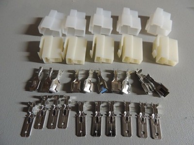 5 Sets 2 Pins Male Female Power Connectors ~ 6.3mm Spade type Molex ...