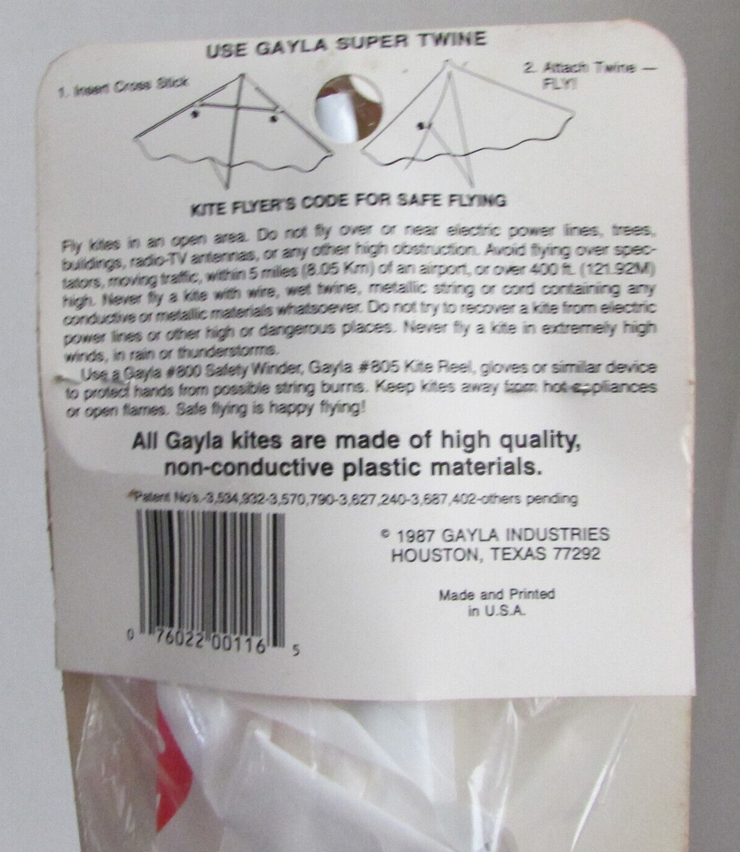 VINTAGE 1987 Gayla Industries "Happy Hearts" 42" Keel Guided Kite NIP ...