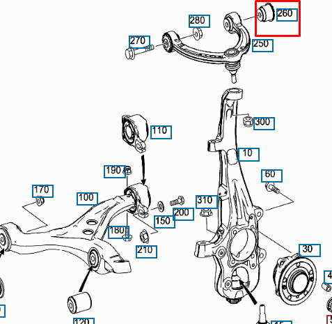 Set 4pc Front Control Arm Bush A1663330000 Mercedes-Benz W166/W251/C292 ...