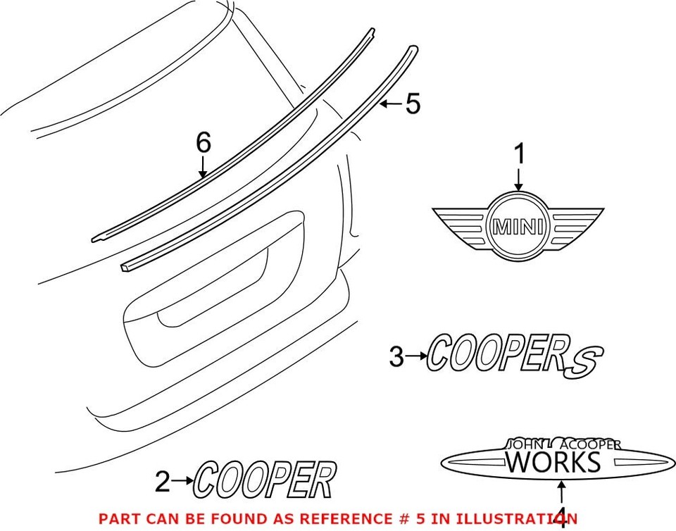 Genuine OEM Liftgate Reveal Molding for Mini 51312754852 | eBay
