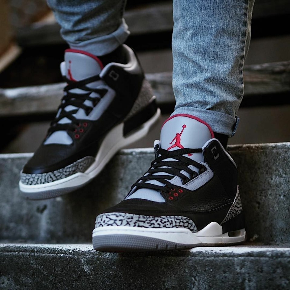 AIR JORDAN 3 III RETRO ELEPHANT PRINT SHOELACES 55" CEMENT GREY RED ...