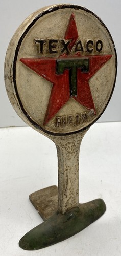 Vintage Cast Iron Texaco Sign Doorstop Shelf Mantle Book End Rustic Man ...
