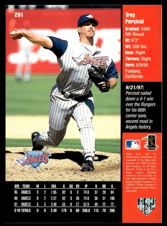 1998 Upper Deck Troy Percival Anaheim Angels #291 | eBay