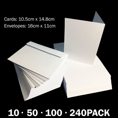 195gsm Blank White DIY Folding A6 Cards & C6 Envelopes Size Parties ...
