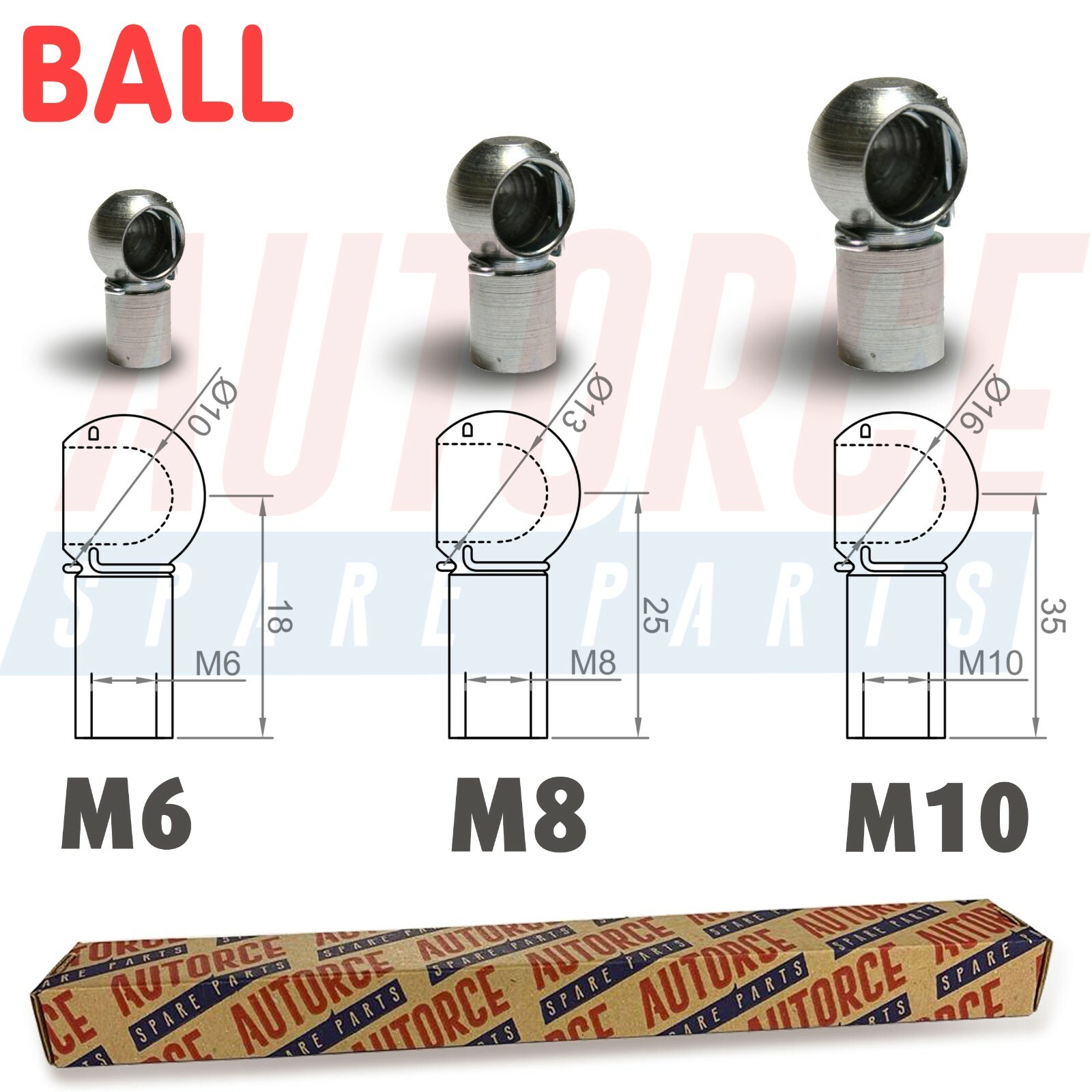 BALL JOINT EYELET BALL FEMALE END FITTINGS M6 M8 M10 UNIVERSAL GAS ...