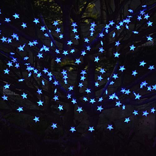 120 Led Blue Solar Star String Lights Waterproof Solar Powered Outdoor ...