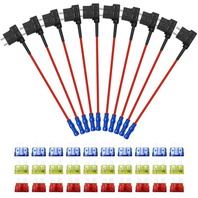 10 Pack 12V Add-a-Circuit TAP Adapter Blade 10A 15A 20A Fuses Car Truck ...