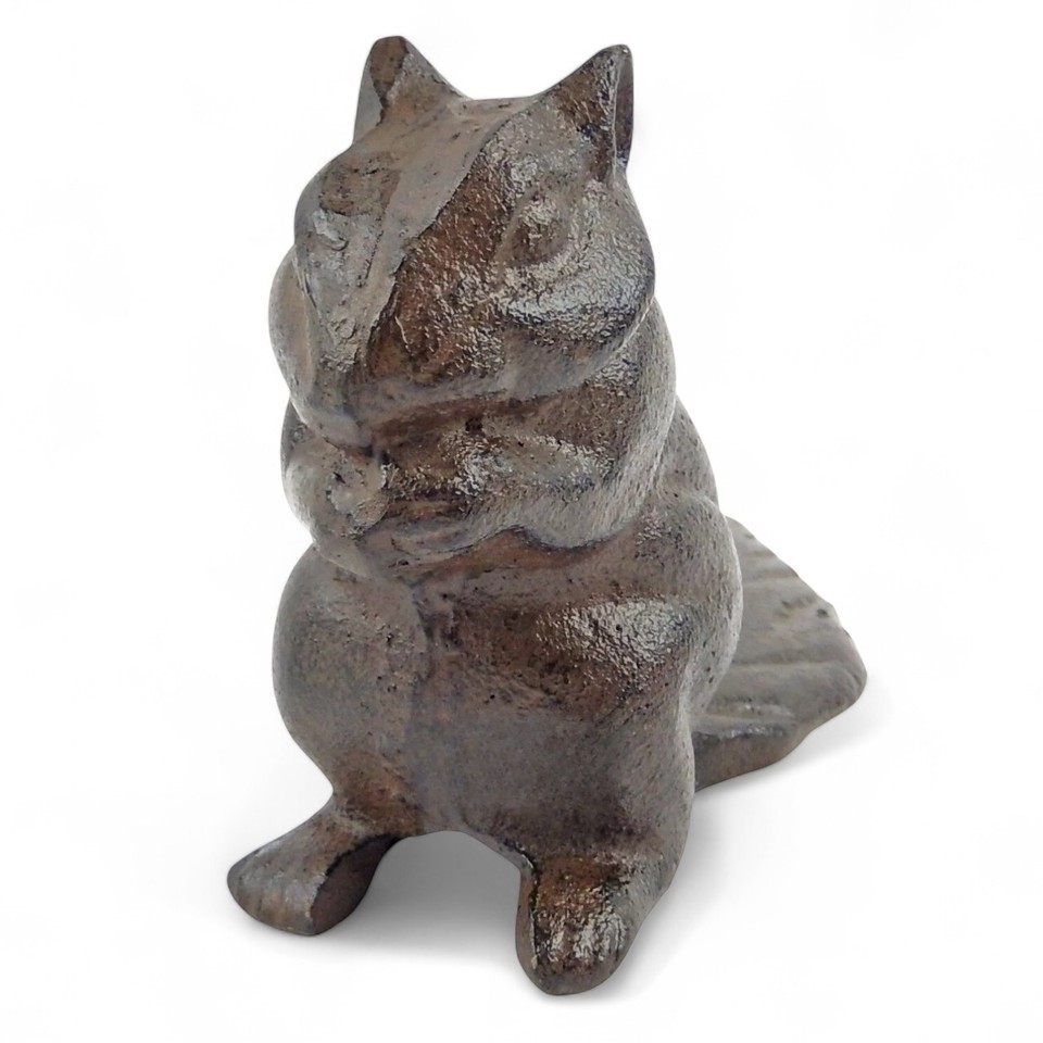 Brown Cast Iron Chipmunk Figurine Statue Garden Tree Stump Porch Decor ...