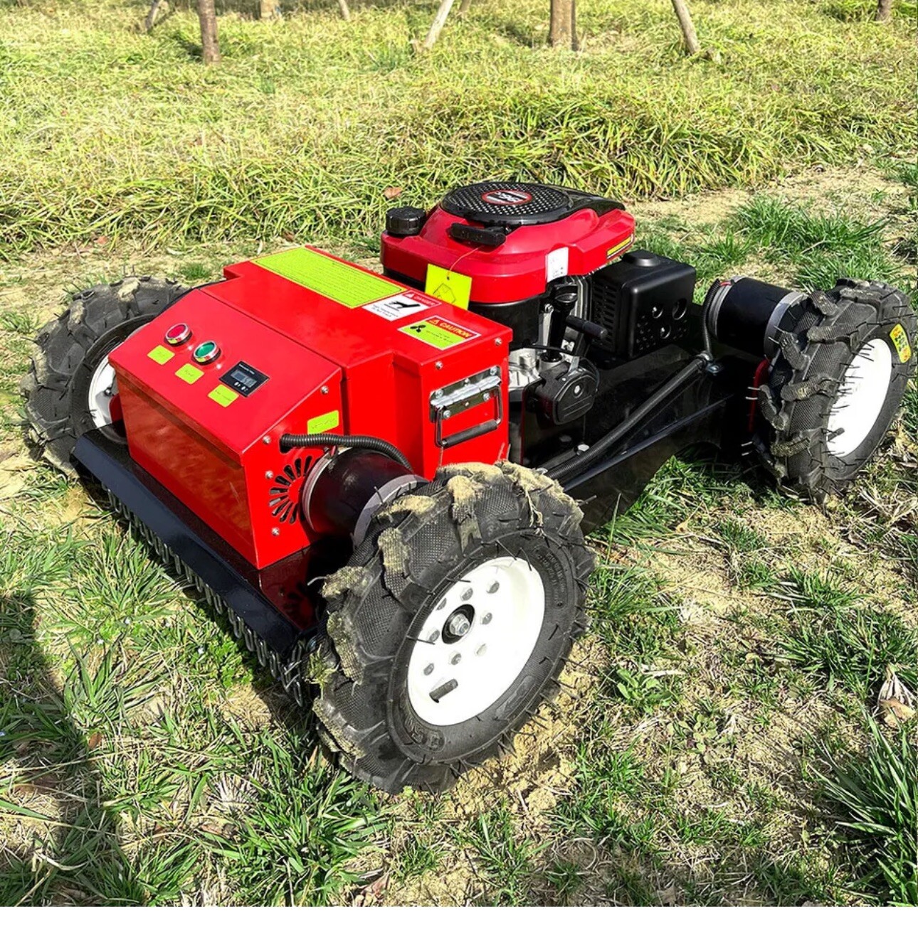 MINI Remote Control Electric & Gasoline Lawn Mower Robot Grass Weeding ...