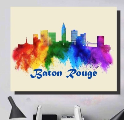 Baton Rouge Louisiana Giclee Art Prints Skyline Cityscape Outline ...
