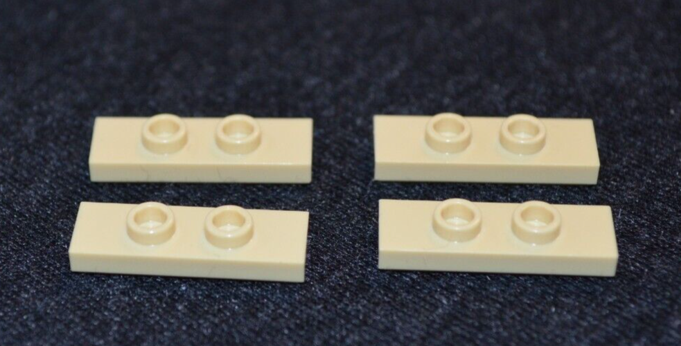 (4) 1x3 Tan / Sand Smooth Tile w/ 2 Nub Connector on Top Bricks ~ NEW ...