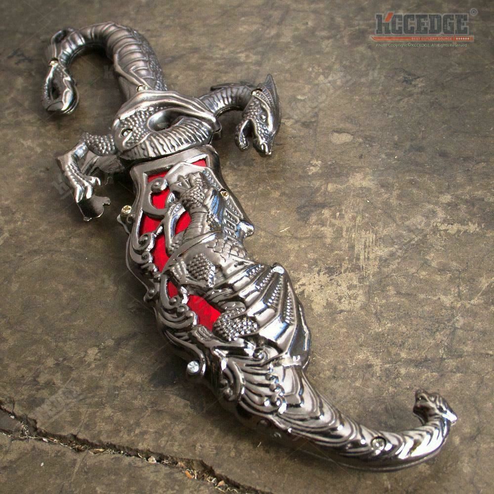 10" MEDIEVAL DRAGON SLAYER DAGGER w/ COLOR INLAYS AND FULL EDGE BLADE ...