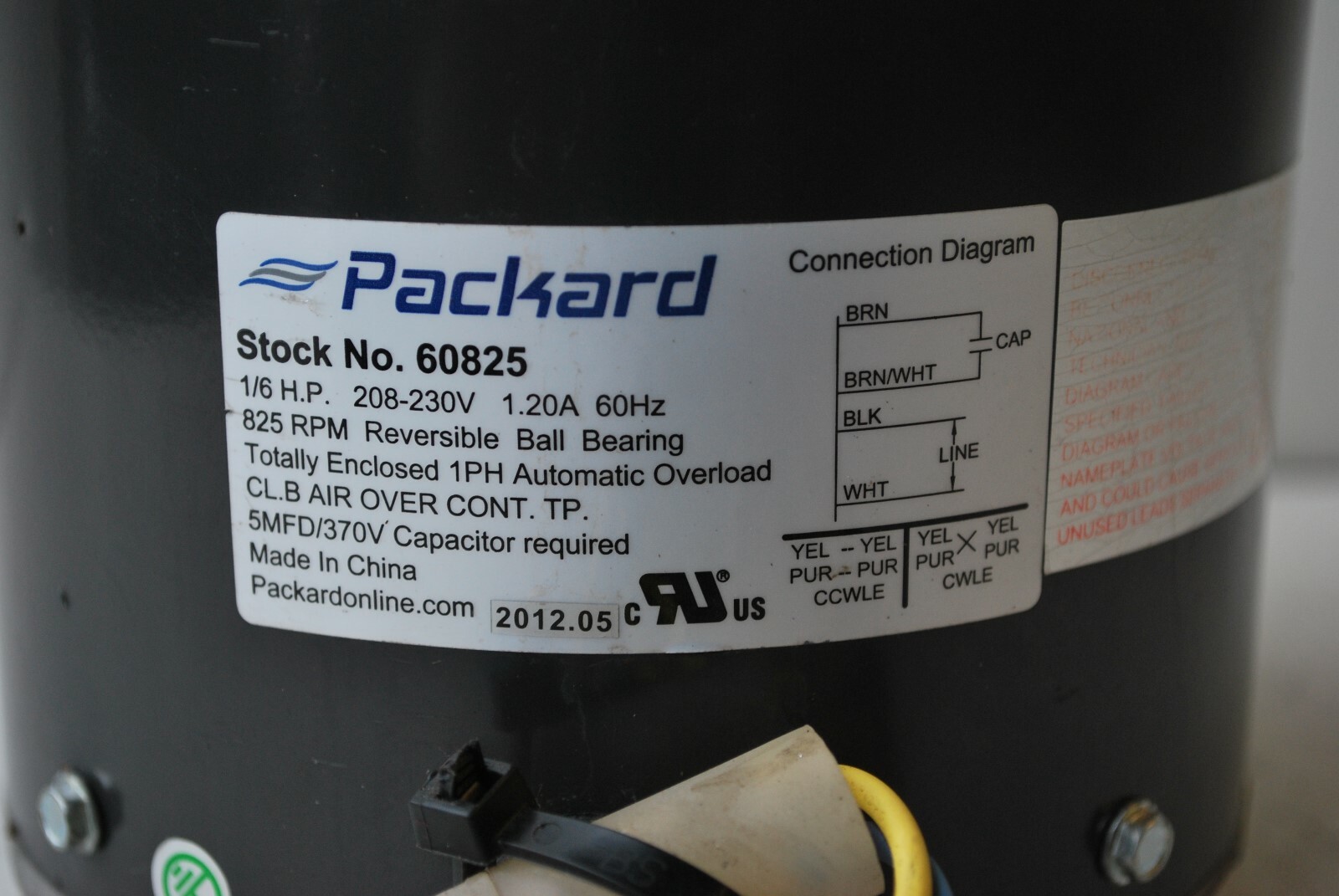 Packard 60825 1/6hp 208/230V 825rpm Electric Motor | eBay