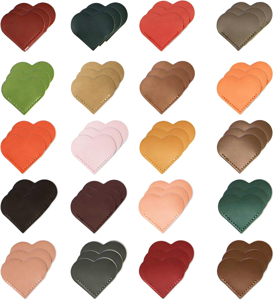 60pcs Leather Heart Shape Bookmark Cute Page Corner Bookmark Lovers ...