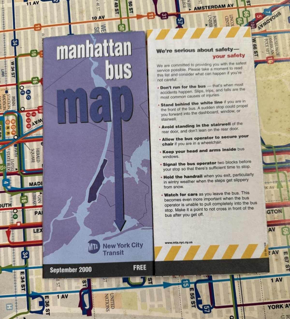 2000 September Manhattan Bus Map New York City NYC Transit Authority ...
