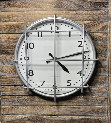 Industrial School Round Aluminum Wall Clock Wire Cage Face Guard ...