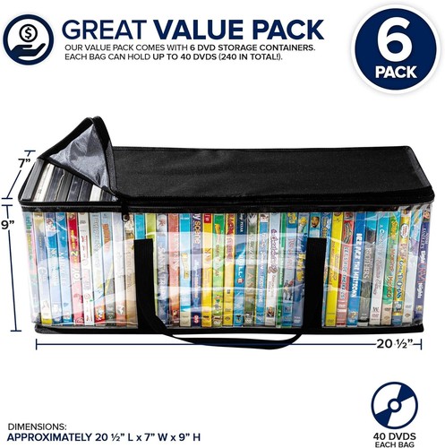 Stock Your Home DVD Storage Bags (Set of 6) Media Organizer Bag for ...