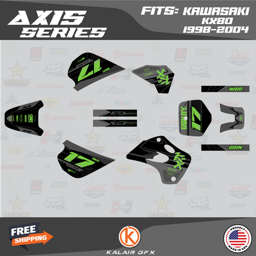 Graphics Kit for KAWASAKI KX80 KX 80 (1994-1997) Axis - GREEN-SHIFT | eBay