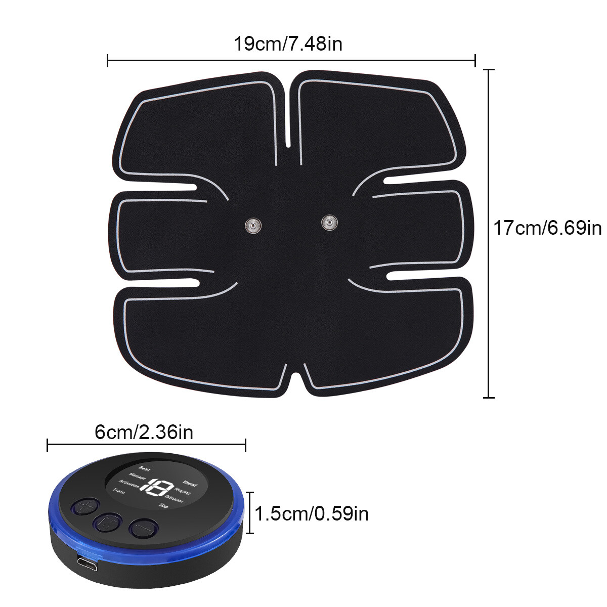 Electric Muscle Toner Machine Rechargeable ABS Trainer Fat Burner Belly ...