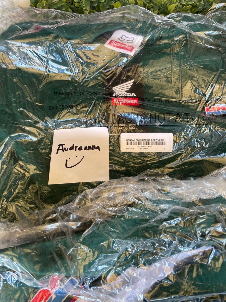 🔥 SUPREME HONDA FOX RACING CREWNECK Dark Green 100 🔥 SUPREME HONDA FOX RACING CREWNECK Dark Green 100