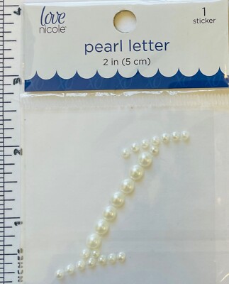 Letter Capital I Initial Gem Pearl Sticker 2" Scrapbook Monogram Bling ...
